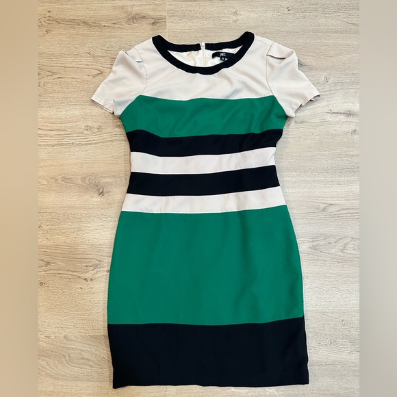 Dresses | Green Tan Black Colorblock Shift Dress | Poshmark